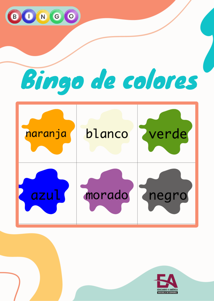 Bingo de colores – Educando America – Spanish School